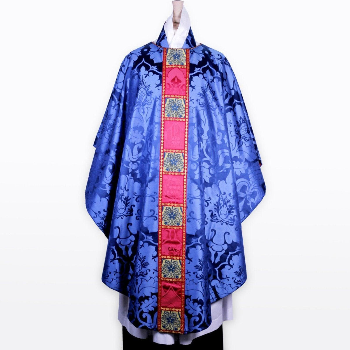 Classic Chasuble in Blue 'Bellini' with Comper Rose 'Comper Van der We ...